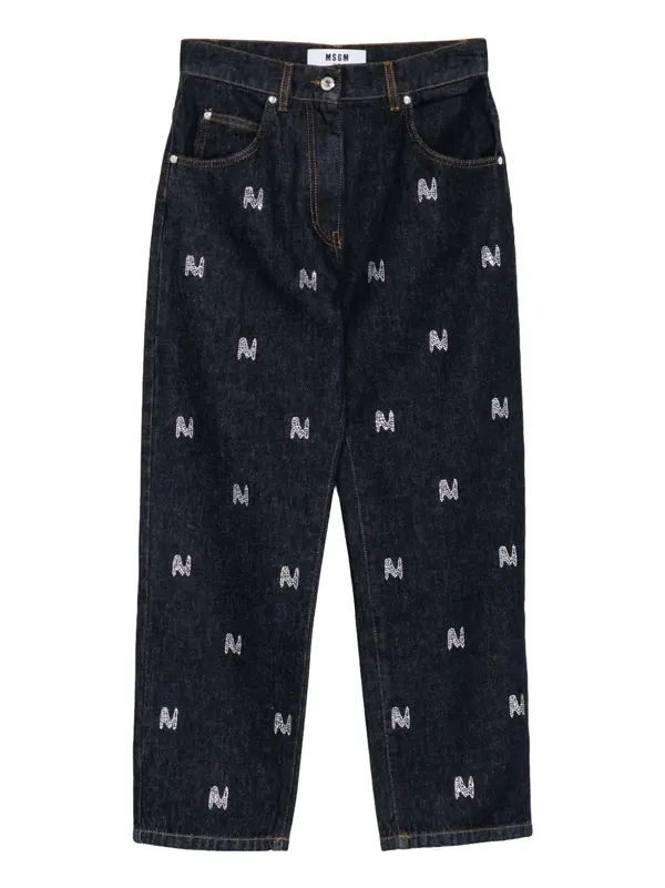 MSGM Crystal-embellished Jeans - Blue