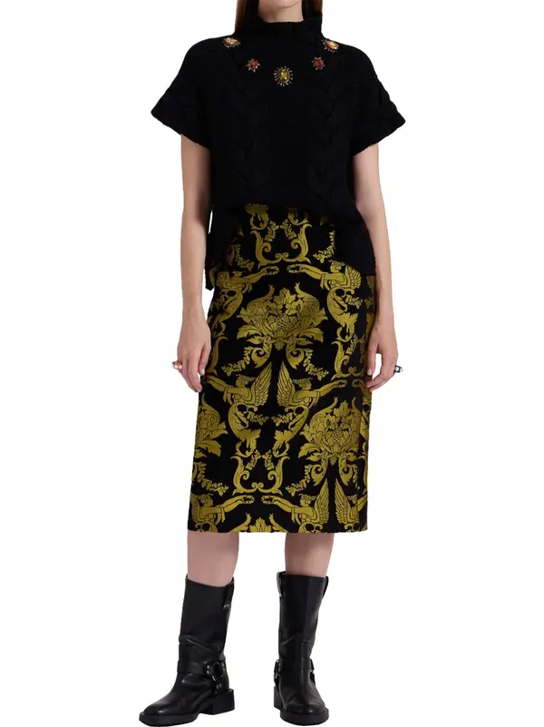 La DoubleJ Printed Pencil Skirt - Black