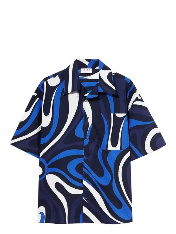 Emilio Pucci Marmo-print Cotton Shirt - Blue