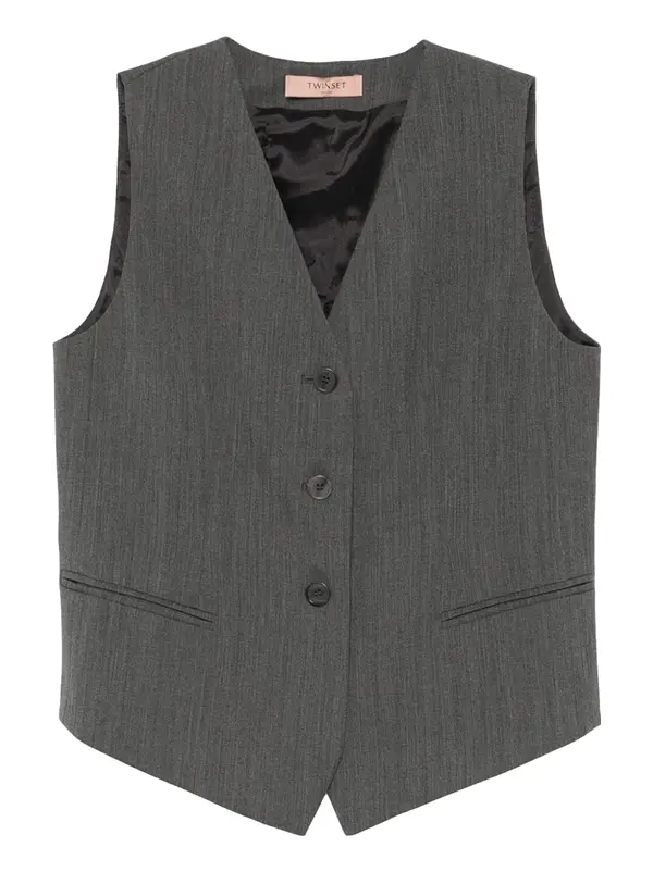 TWINSET Textured Waistcoat - Grey