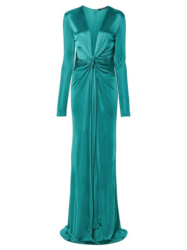 Roberto Cavalli Plunging V-neck Gown - Green