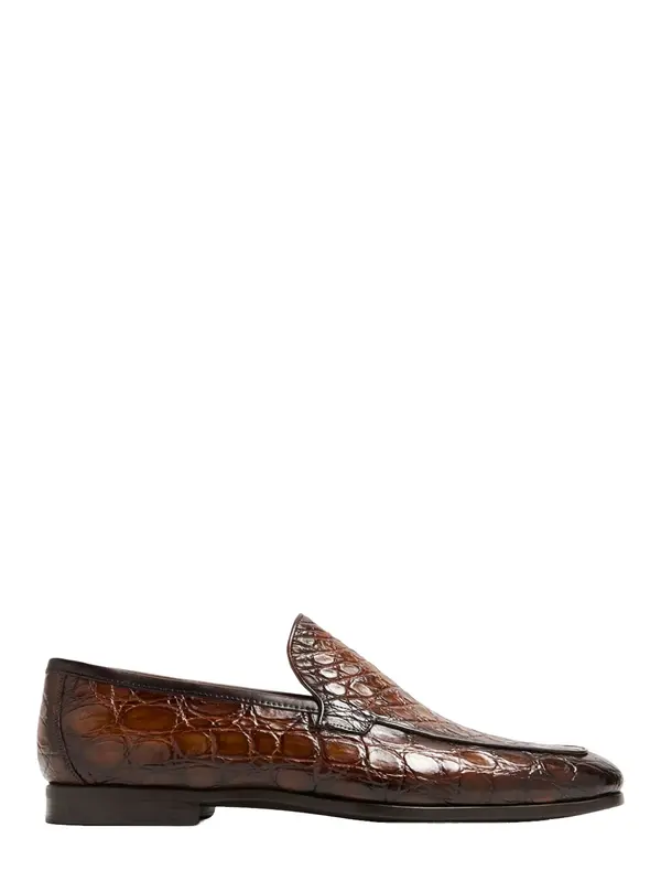 Magnanni Embossed Leather Loafers - Brown