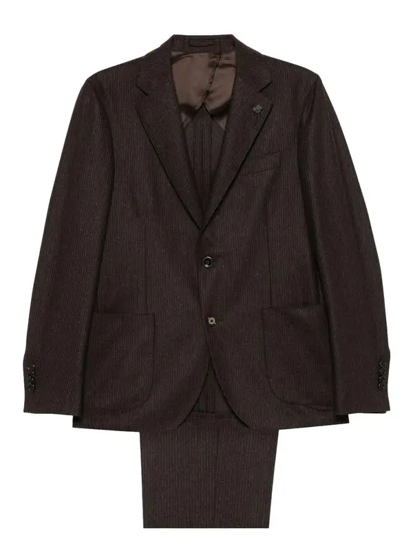 LARDINI Striped Suit - Brown