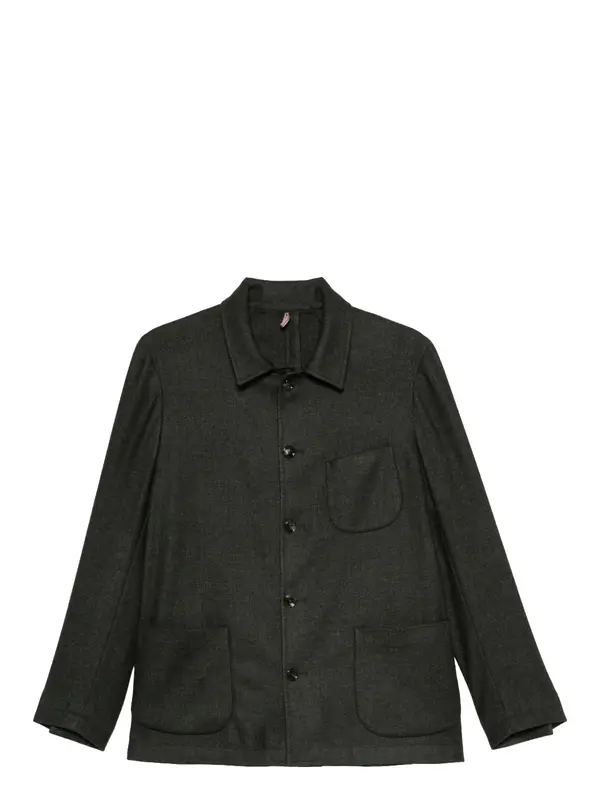 DELL'OGLIO Single-breasted Shirt Jacket - Green