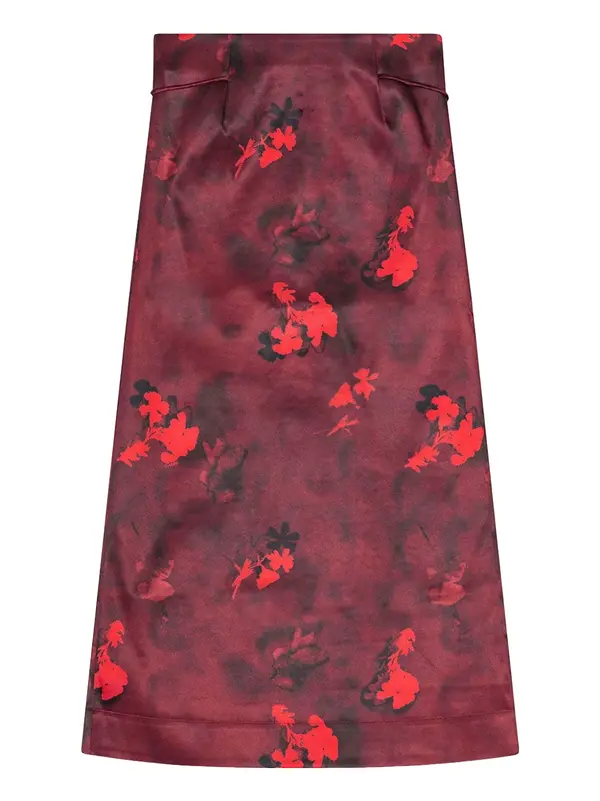 GANNI Printed Maxi Skirt - Red