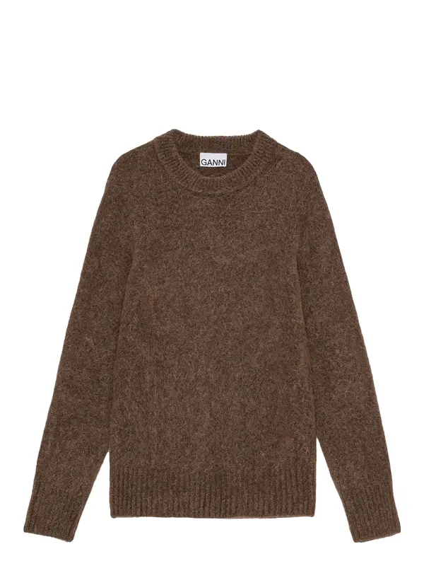 GANNI Brushed Long Sleeve Jumper - Brown