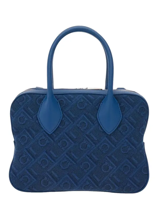 FERRAGAMO Gancini Printed Zipped Tote Bag - Blue