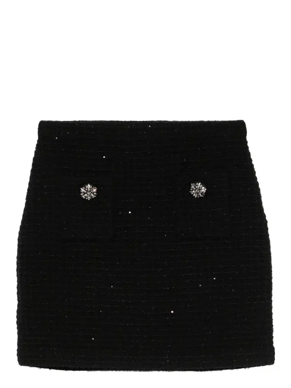 SELF-PORTRAIT Textured Knit Mini Skirt - Black