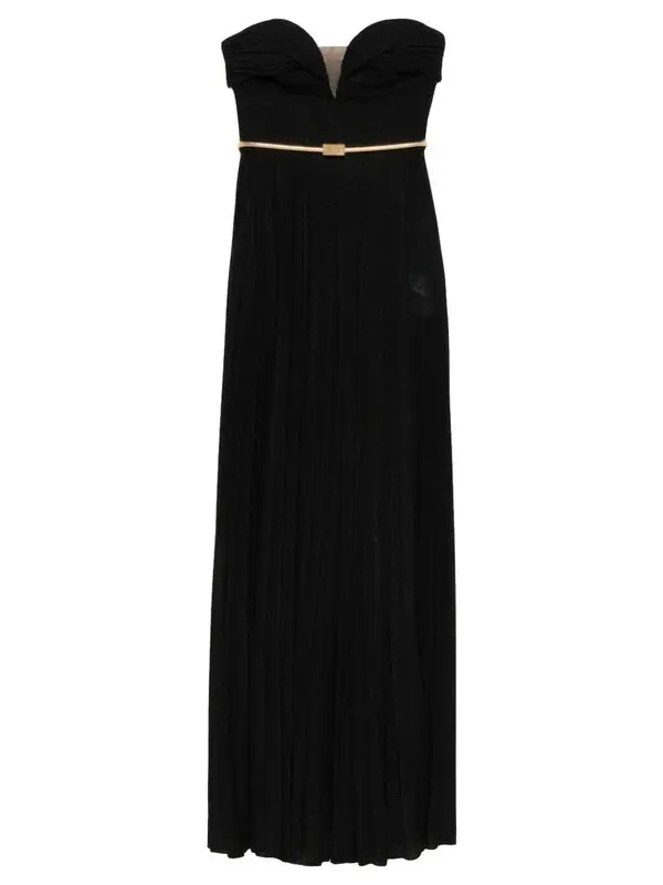 Elisabetta Franchi Pleated Lurex Maxi Dress - Black