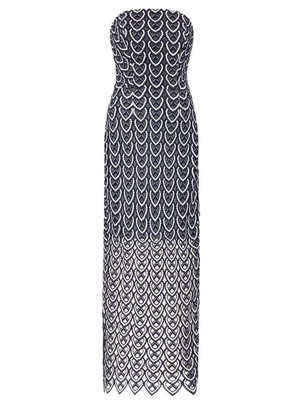 MILLY Kait Lace Midi Dress - Navy/white
