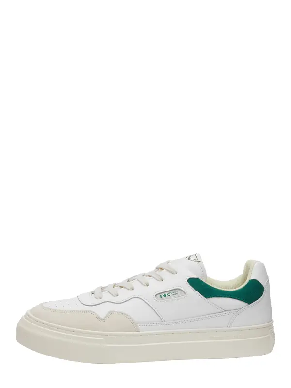 S.W.C STEPNEY WORKERS CLUB Pearl S-strike Leather Sneakers - White/green