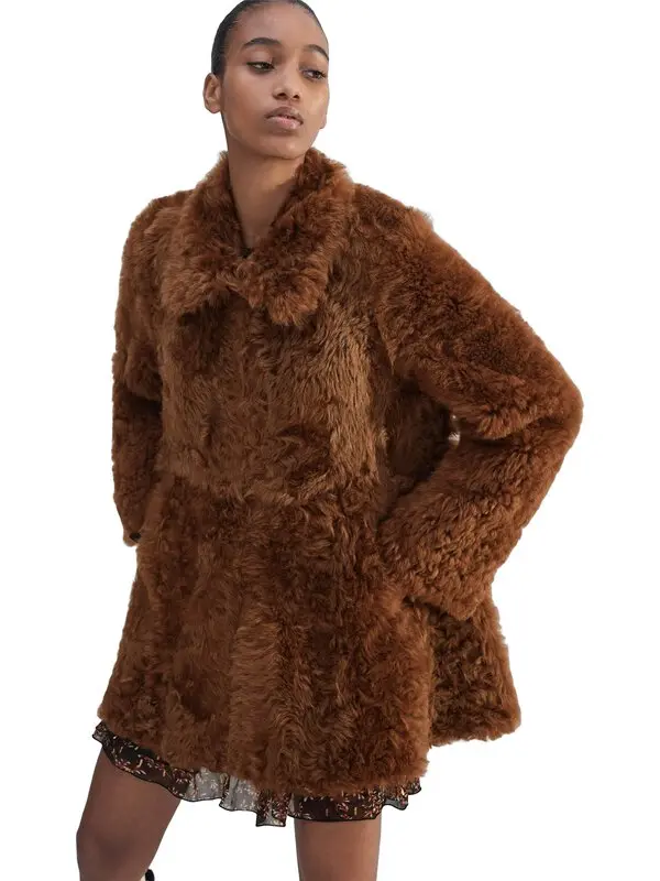 ME+EM Luxe Shearling Swing Coat - Toffee