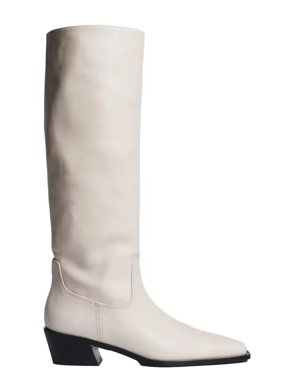 ME+EM Knee-high Slouch Western Boot - Off White