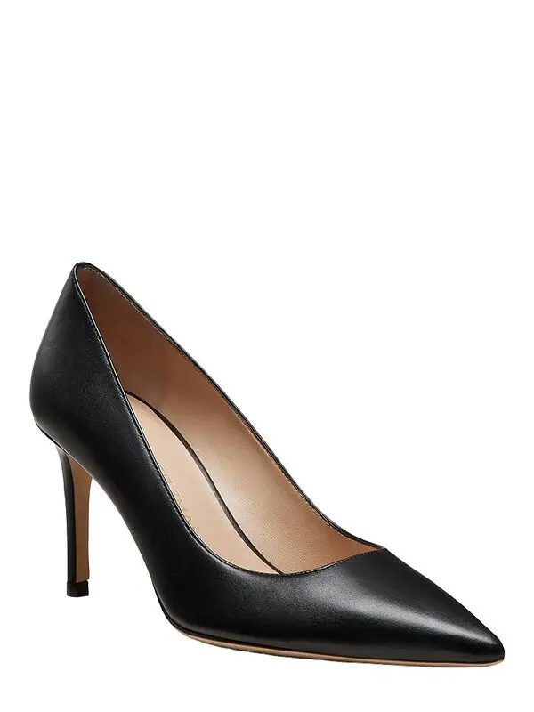STUART WEITZMAN Power 75 Pumps - Black Smooth Leather