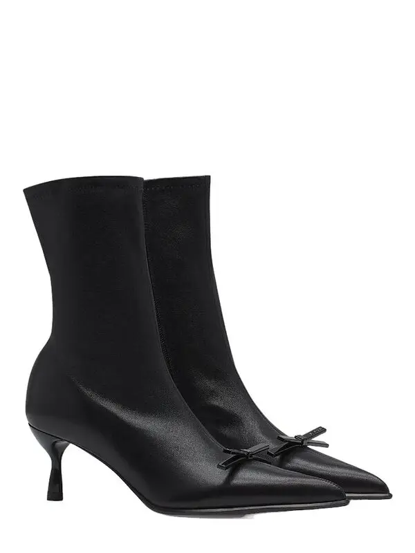 LANVIN Leather Ankle Boots With Bow Detailing - Black