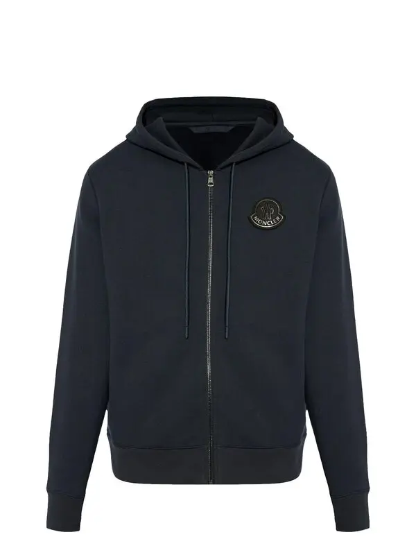 Moncler Zip-up Logo Patch Hoodie - Blue