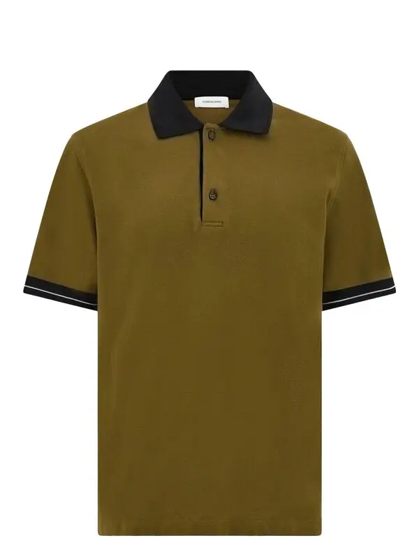 FERRAGAMO Contrast Polo Shirt - Green