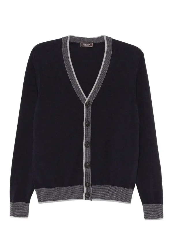 Peserico Contrast-border Cardigan - Blue