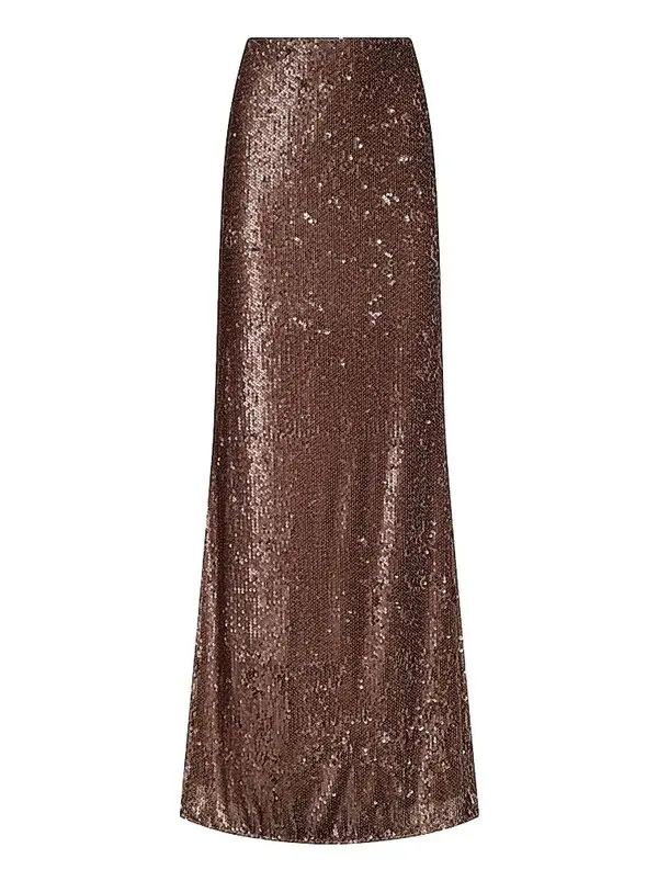 L'Agence Zeta Sequined Maxi Skirt - Dark Hazelnut
