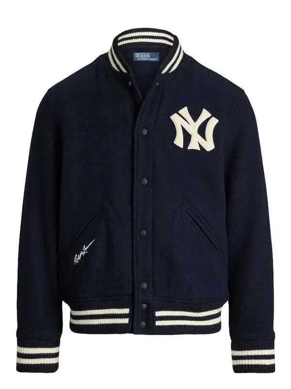 Polo Ralph Lauren Yankee Wool-blend Bomber Jacket - Hunter Navy