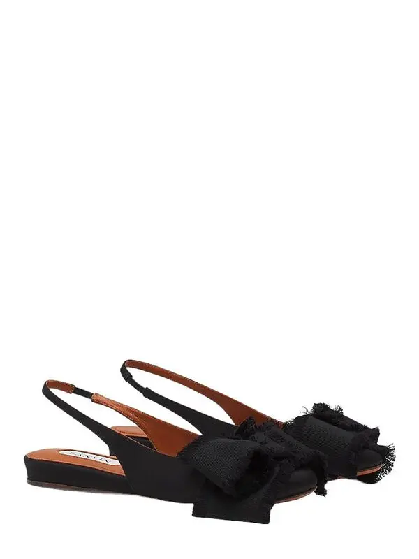 LANVIN Slingback Ballerina Flat In Satin - Black