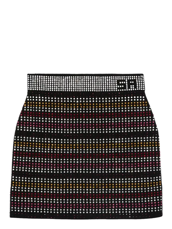 Sonia Rykiel Paris Rhinestone Striped Mini Skirt - Black