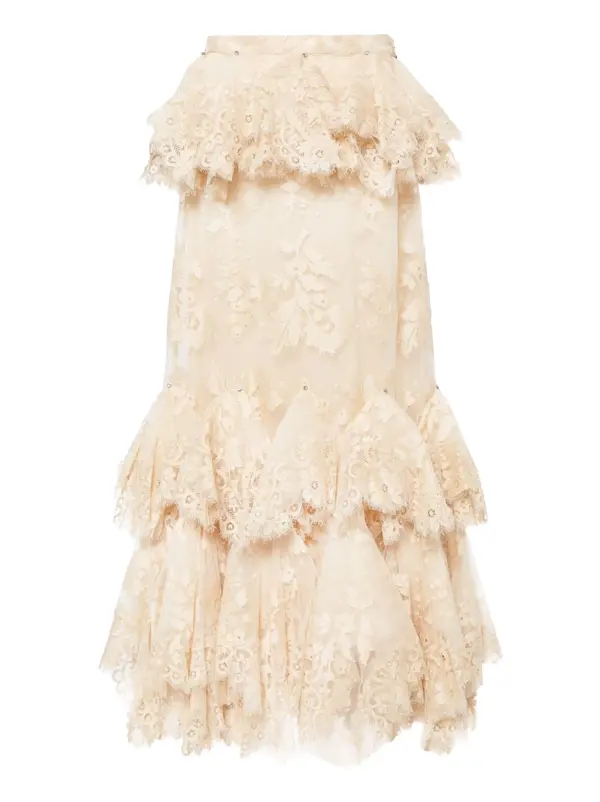 Zimmermann Eden Lace Handkerchief Skirt - Neutrals