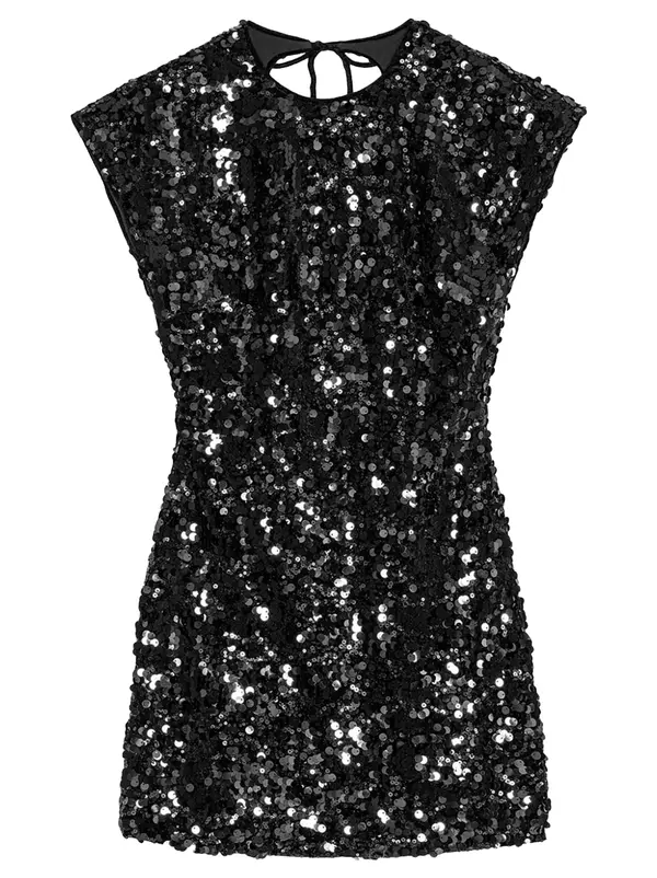 GANNI Sequin-embellished Mini Dress - Black