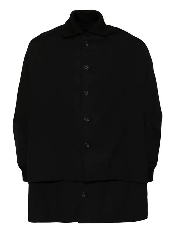 Yohji Yamamoto Single-breasted Wool Coat - Black