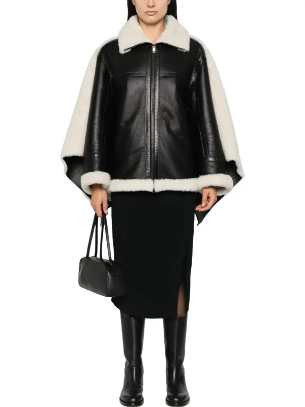 ALAINPAUL Shearling Cape Jacket - Black