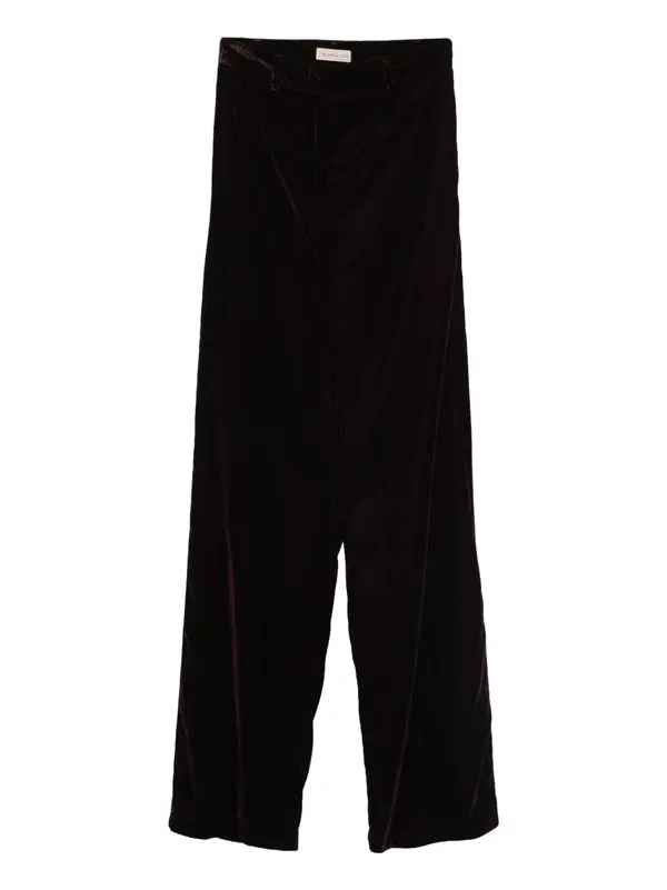 BLANCA VITA Velvet Palazzo Trousers - Red