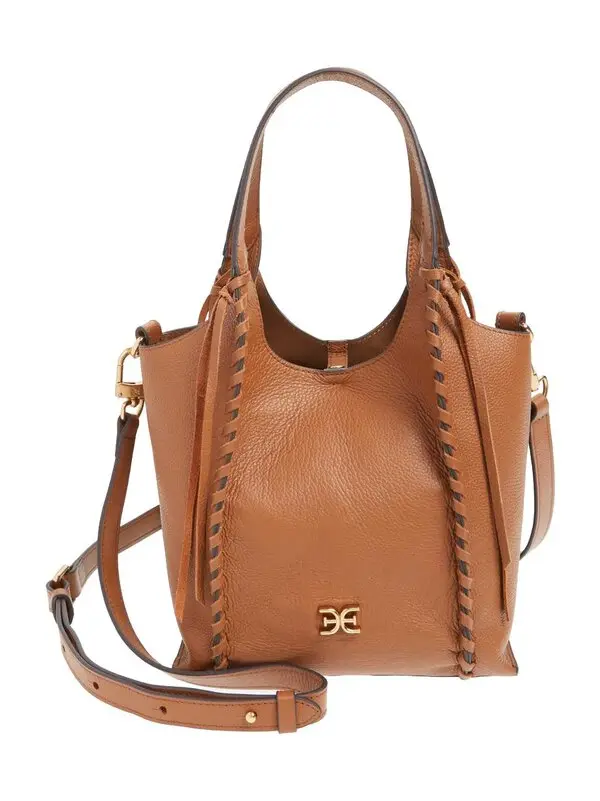 Sam Edelman Sylvia Leather Crossbody Tote - Cognac