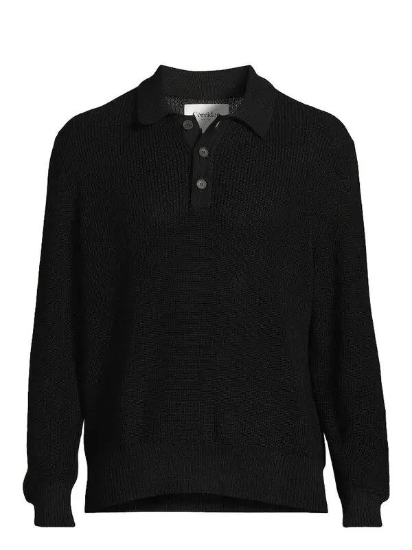 CORRIDOR Cotton Polo Sweater - Black