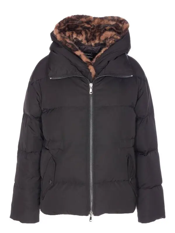 LOU ANDREA Down Padded Jacket With Removable Hood - Black
