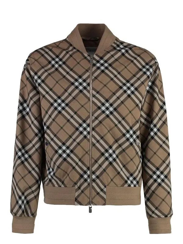Burberry Wool Blend Bomber Jacket - Beige