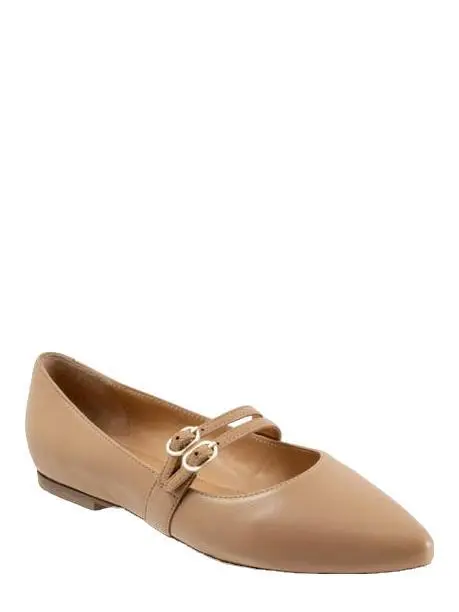 Trotters Emerald Pointed Toe Mary Jane Flat - Beige