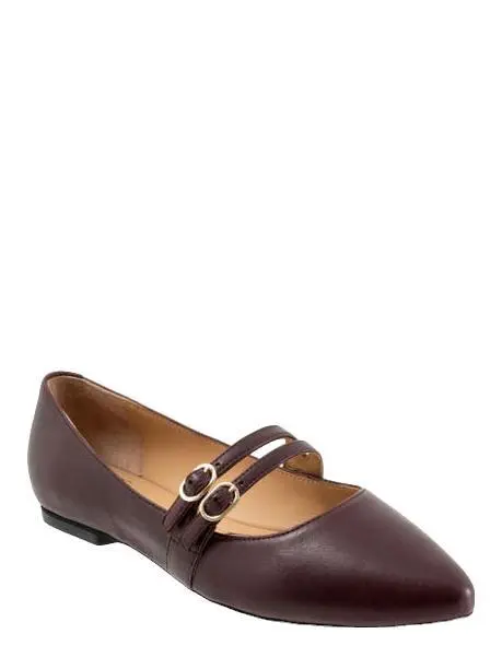 Trotters Emerald Pointed Toe Mary Jane Flat - Oxblood