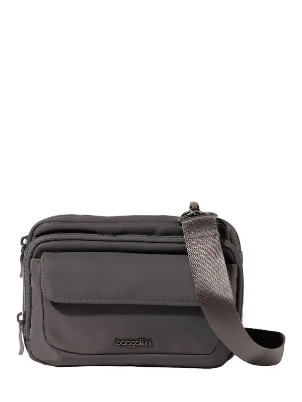 BAGGALLINI Modern Double Zip Crossbody Bag - Smoke Twill