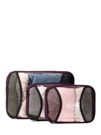 BAGGALLINI 3-piece Compression Packing Cubes Travel Set - Mulberry