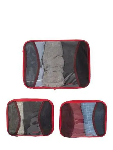 BAGGALLINI 3-piece Compression Packing Cubes Travel Set - Scarlet