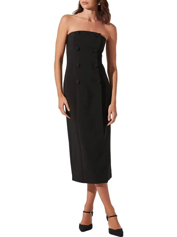 Astr The Label Strapless Tuxedo Midi Dress - Black