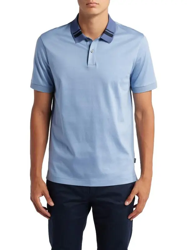 BOSS Phillipson Slim Fit Polo - Open Blue