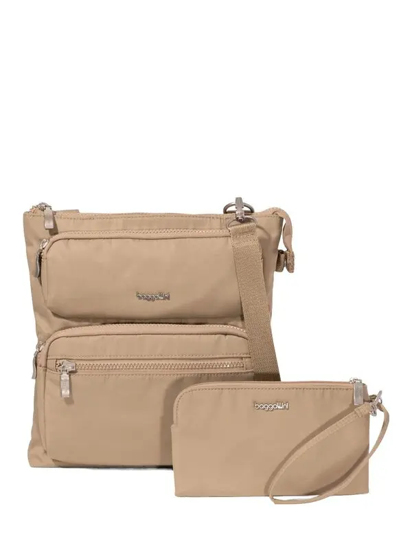 BAGGALLINI Nolita Crossbody Bag With Rfid Wristlet - Taupe Twill