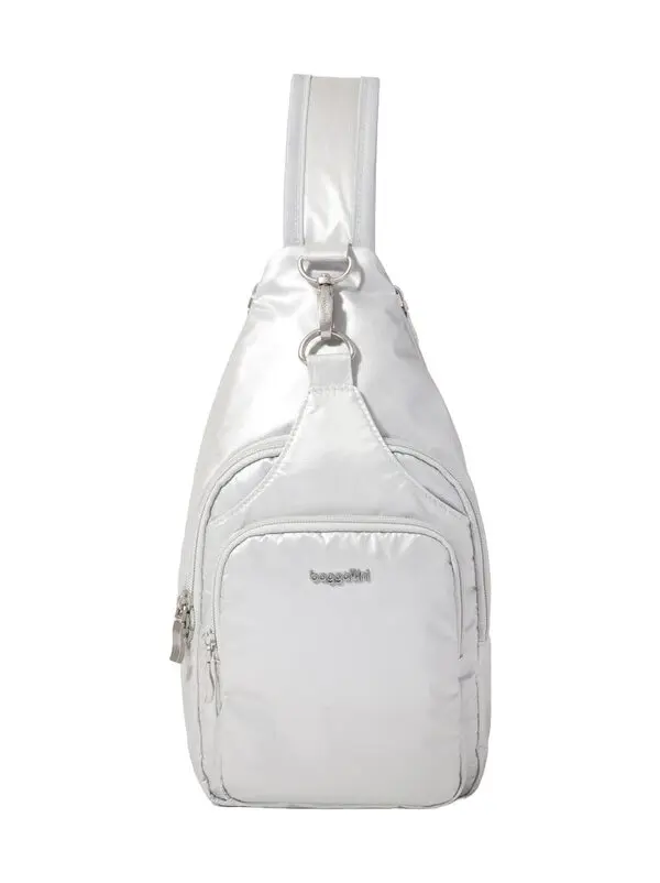 BAGGALLINI Central Park Sling Bag - Silver Metallic