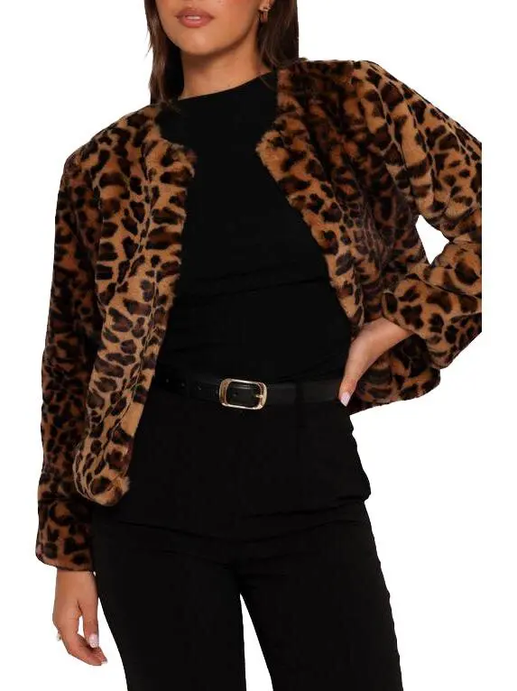 PETAL & PUP Cassia Animal Print Faux Fur Jacket - Leopard