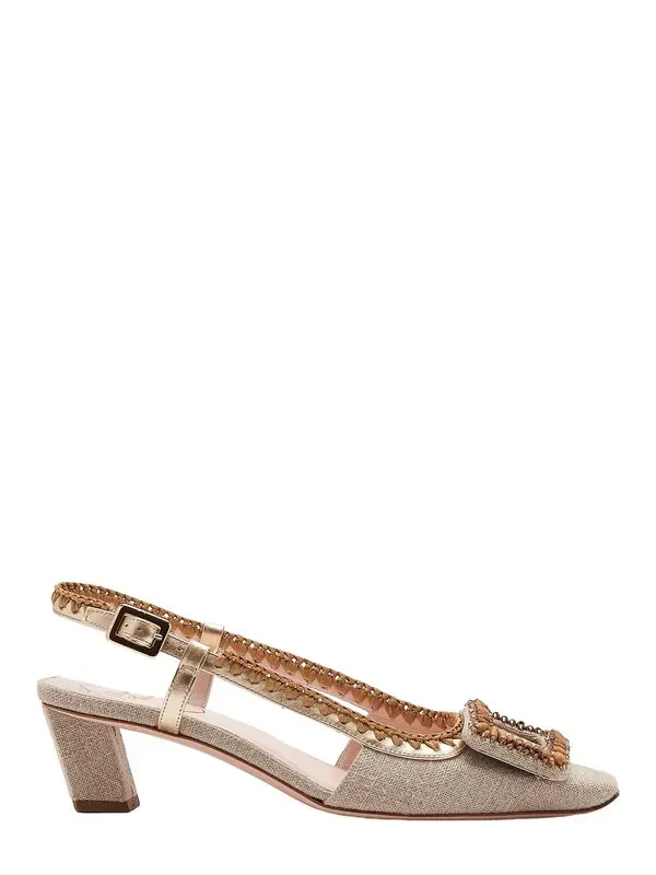 ROGER VIVIER Belle Vivier Braided Slingback Pumps - Neutral