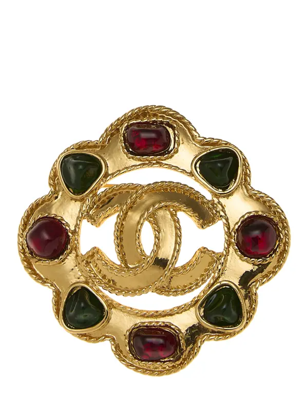 Chanel Gripoix 'cc' Brooch - Multi