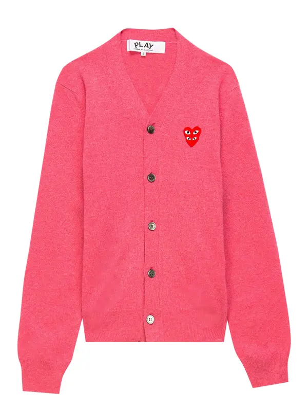 Play Comme Des Garcon V-neck Cardigan - Pink