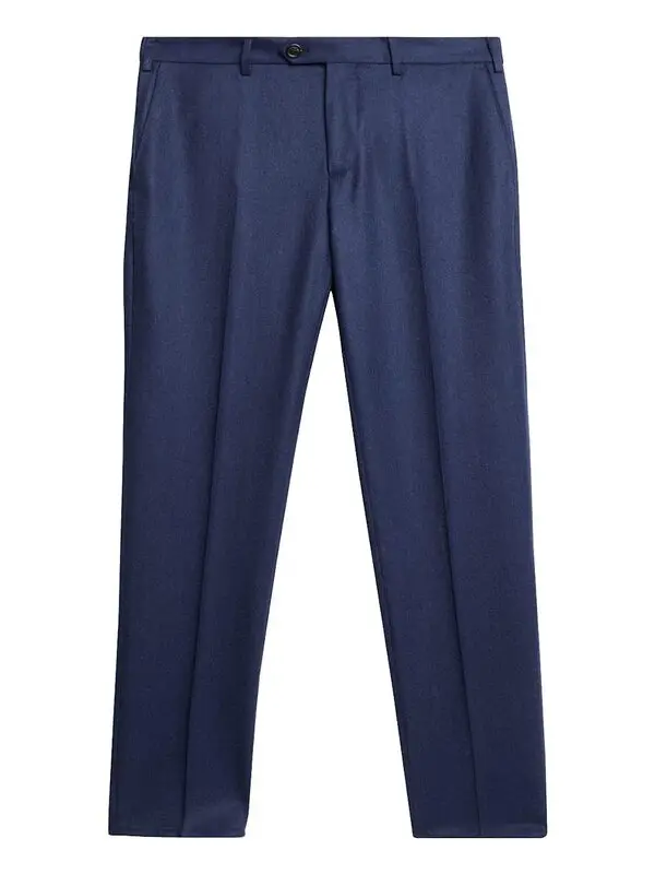 Brunello Cucinelli Wool Flannel Flat-front Pants - Dark Blue