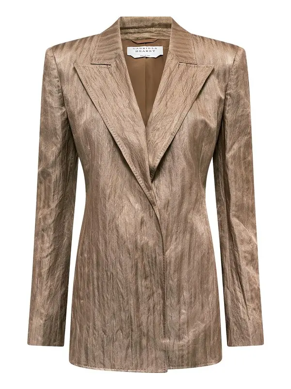 Gabriela Hearst Mairi Metallic Silk Blazer - Bronze